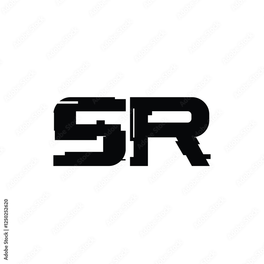 SR monogram logo design letter text name symbol monochrome logotype ...