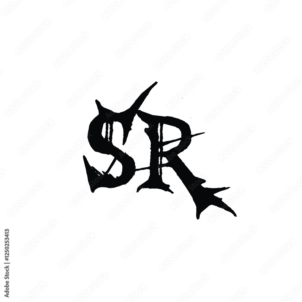 SR monogram logo design letter text name symbol monochrome logotype ...