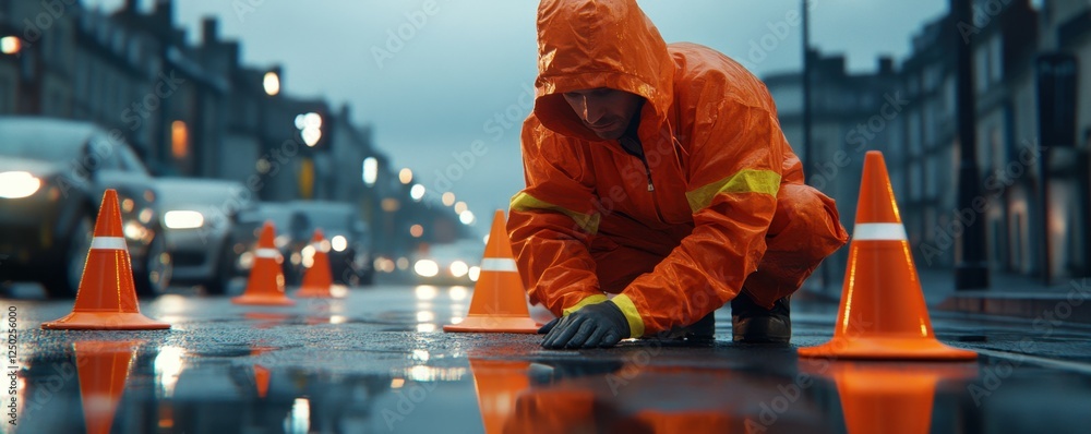 Highway Safety First Observe a construction worker positioning safety ...