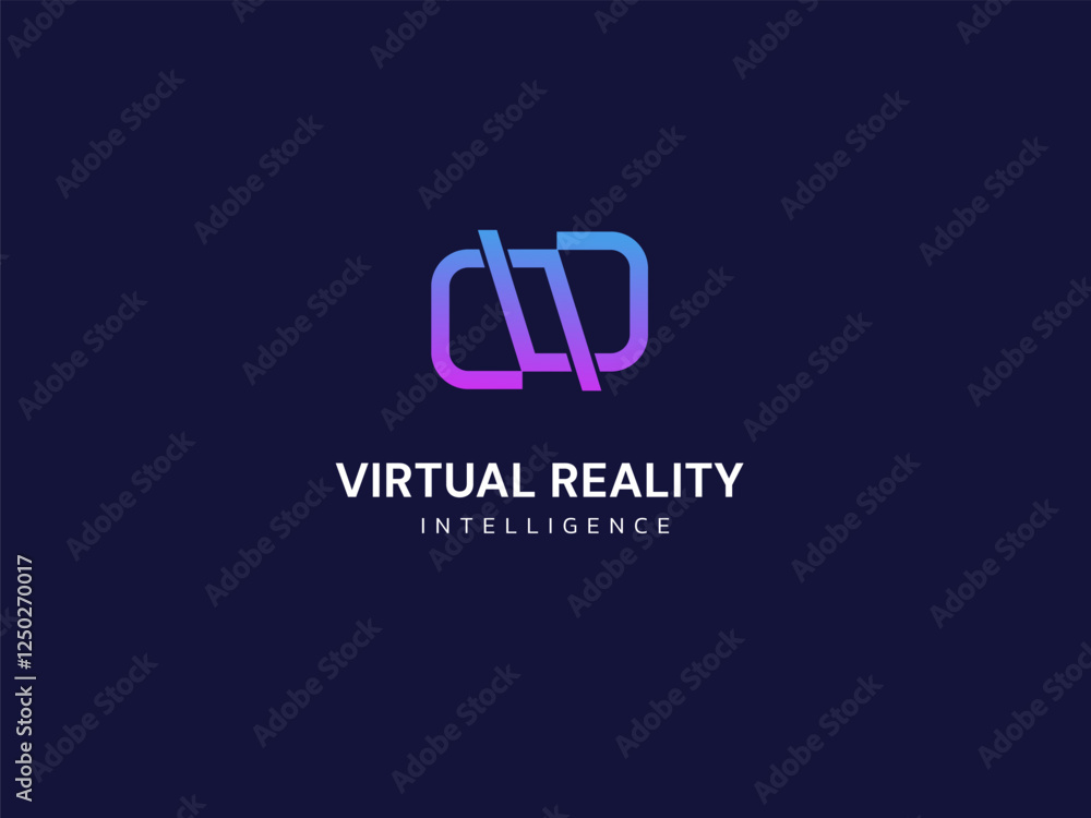 Virtual Reality with VR headset symbols futuristic technology logo ...