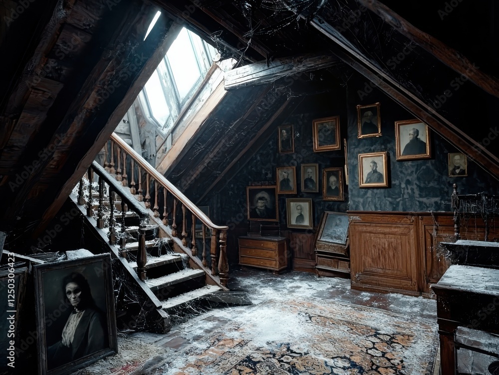 Exploring the eerie attic of forgotten antiques haunted house nostalgic ...