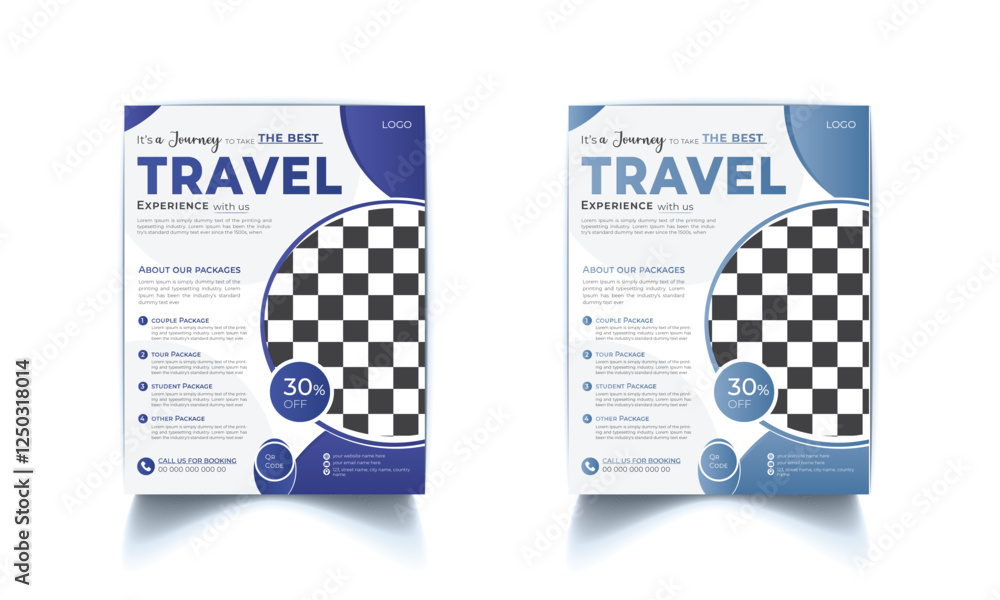 Travel poster or flyer pamphlet design set layout space for photo ...