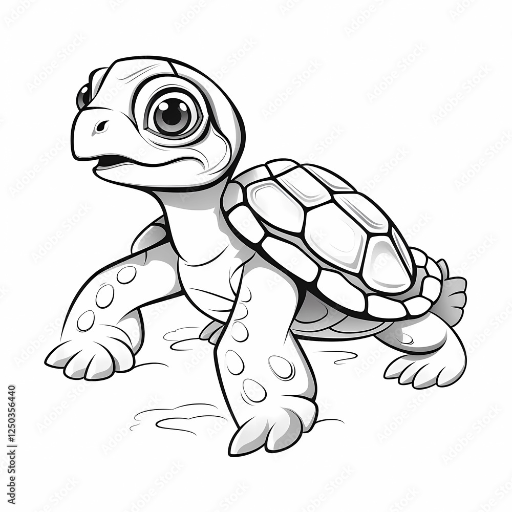 Turtle coloring page for kids. Simple animal coloring page Stock ...