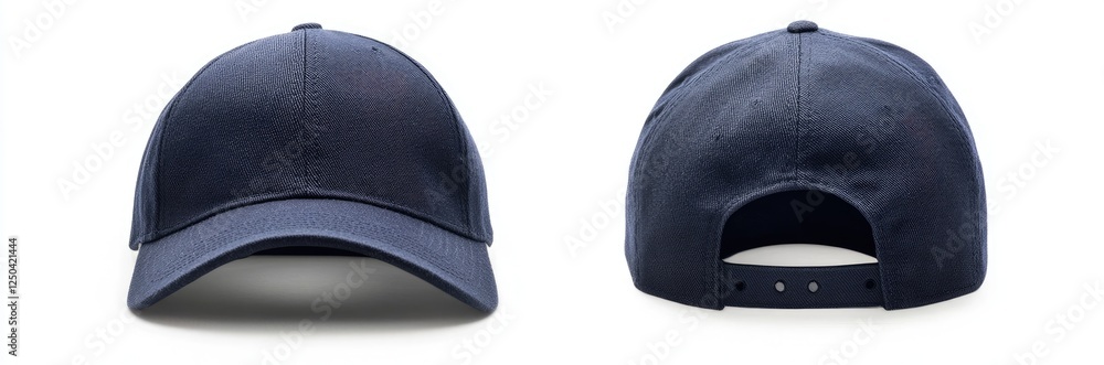 Navy Blue Baseball Cap, Front & Back Views, White Background, Mockup ...
