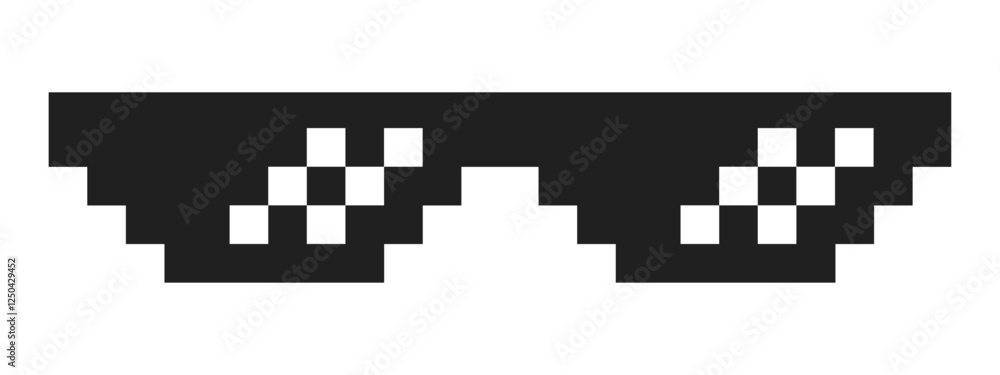 Thug life meme glasses silhouette icon symbol with pixel style cartoon ...