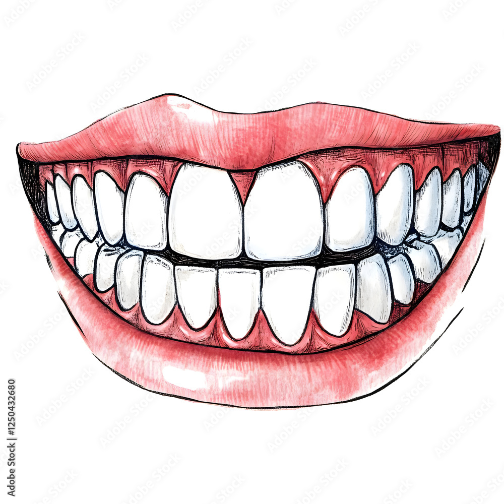 Stylized of Vibrant Teeth and Mouth Anatomy Stock Illustration | Adobe ...