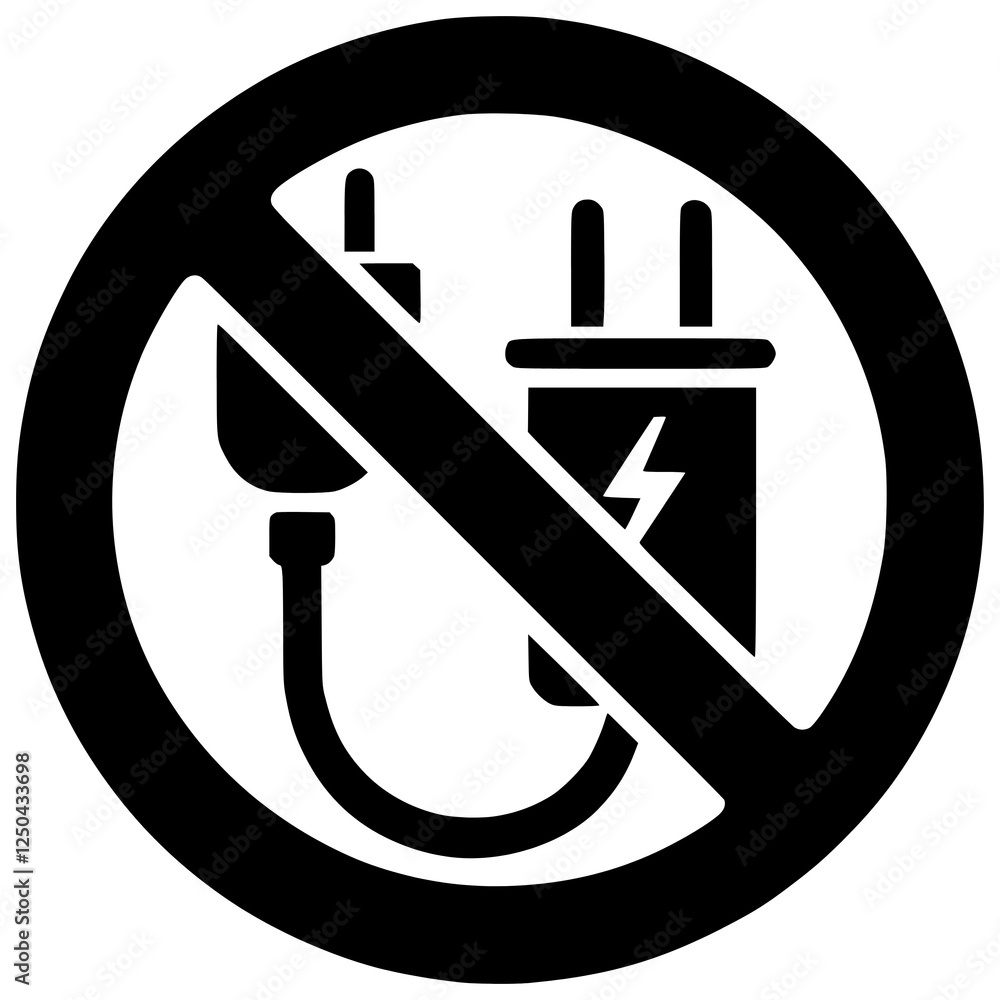 No Electrical Devices Allowed: A stark black and white icon depicts a ...