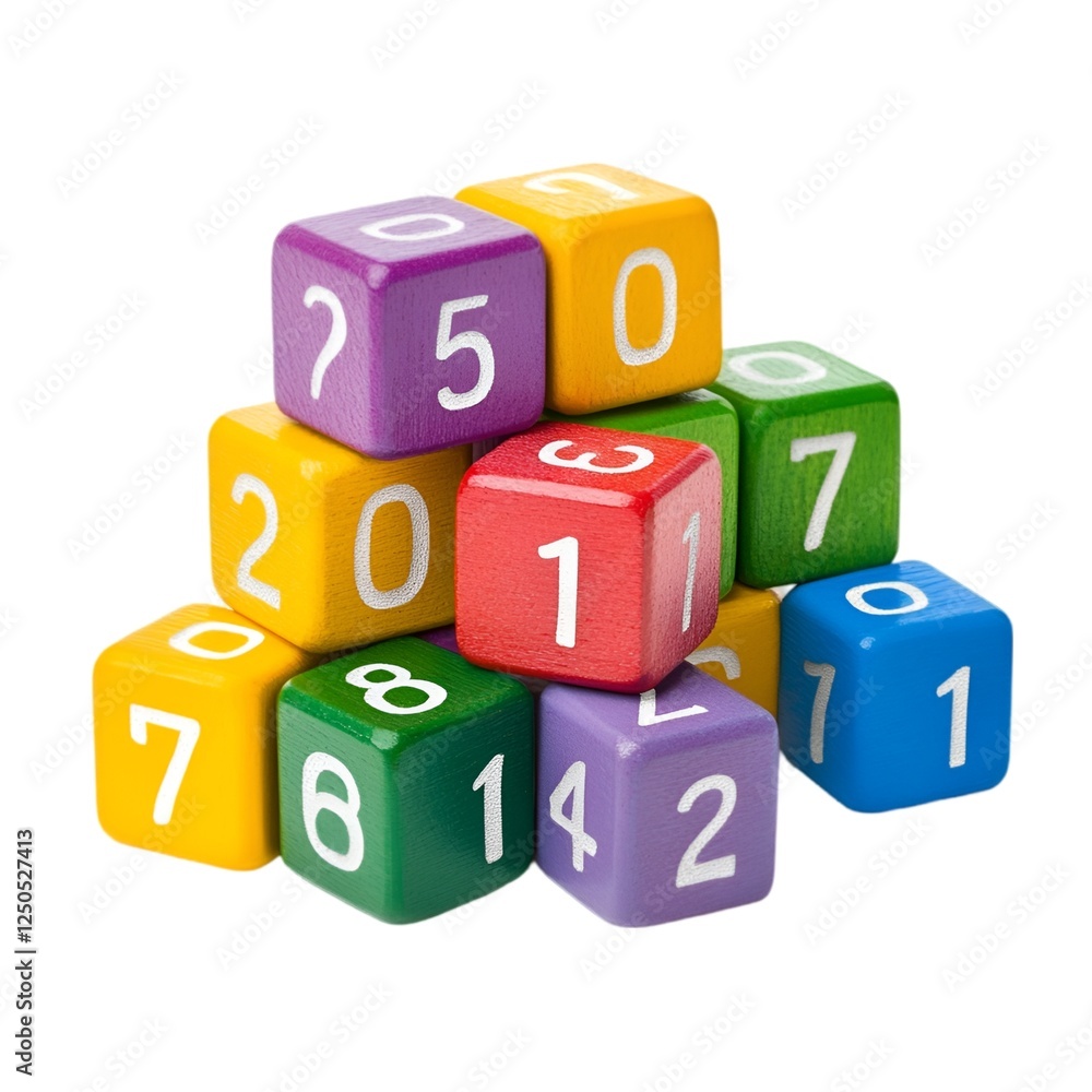 Brightly colored math blocks with visual numbers and addition or ...