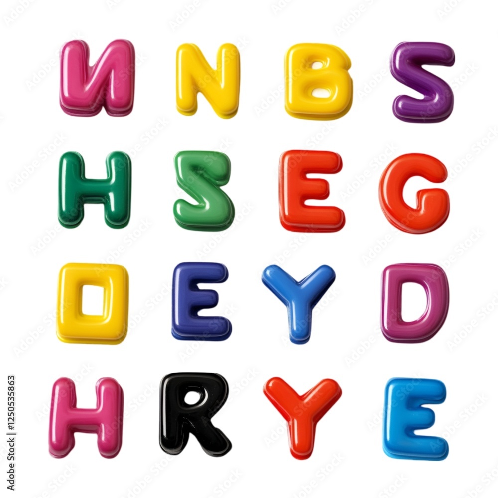 Magnetic uppercase letters in various colors for spelling and word ...