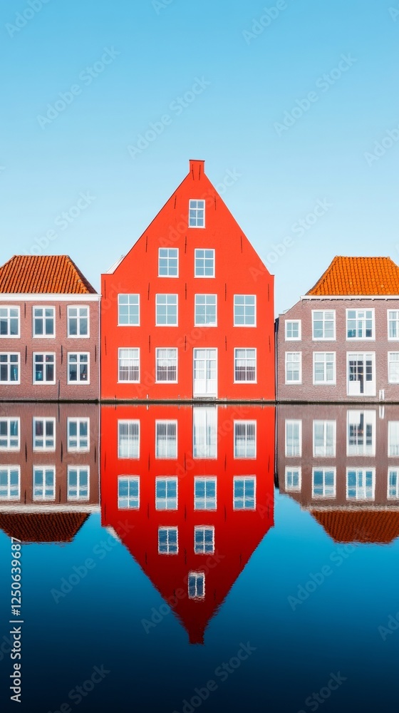 Vibrant Dutch Canal Architecture Bold Stepped Gables and Reflective ...
