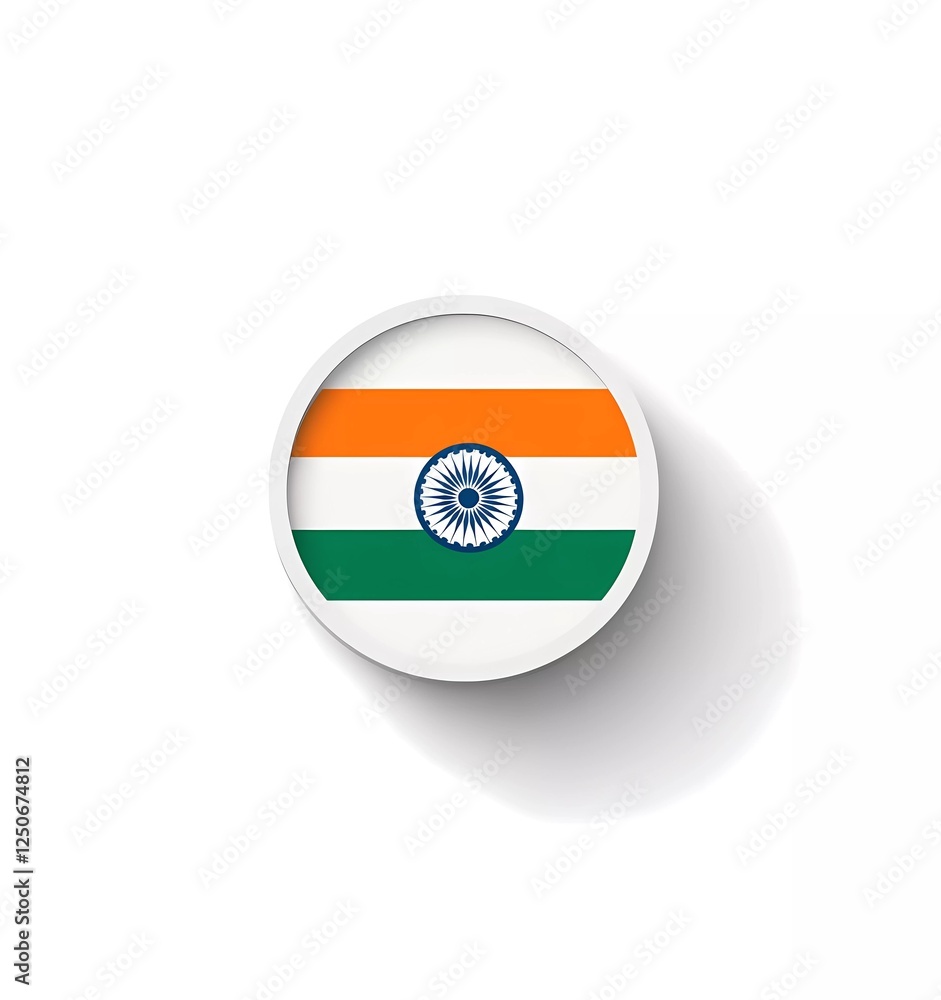 Vector illustration of an Indian flag icon button on a white background ...