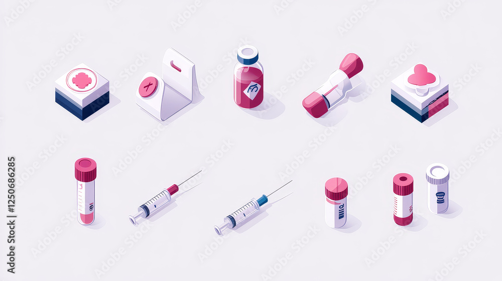 Diabetes, blood donation and insulin injection, vector medical icons ...