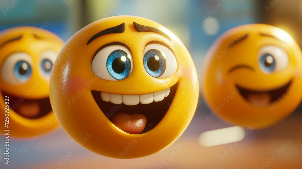 Stock-Illustration „Cartoon laugh or giggle face and blink eye ...