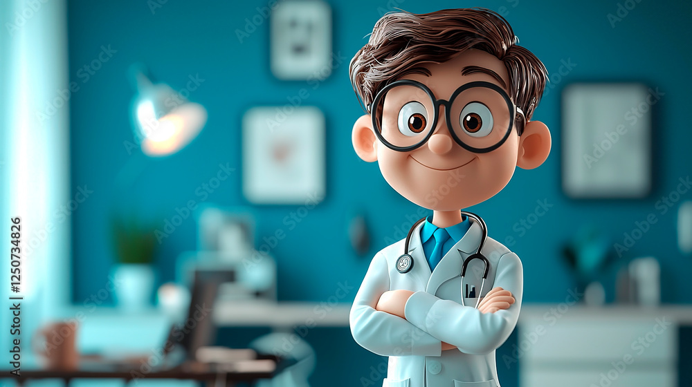 Dibujo animado en 3D de doctor con espacio libre como fondo Stock ...