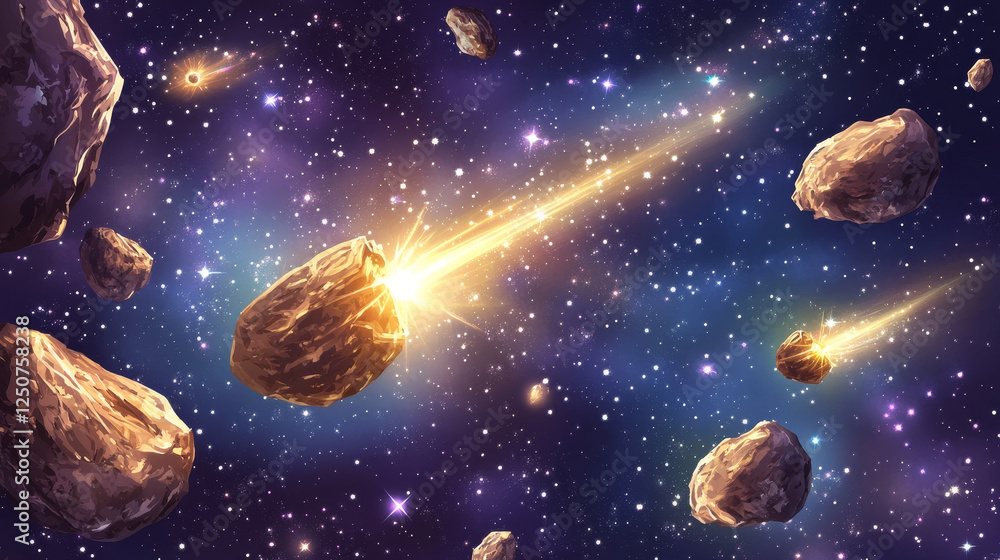 Asteroids, comets and meteors math game worksheet. Vector numeracy ...