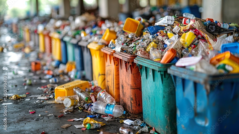 A garbage-filled street with overflowing trash bins. HD 8K wallpaper ...