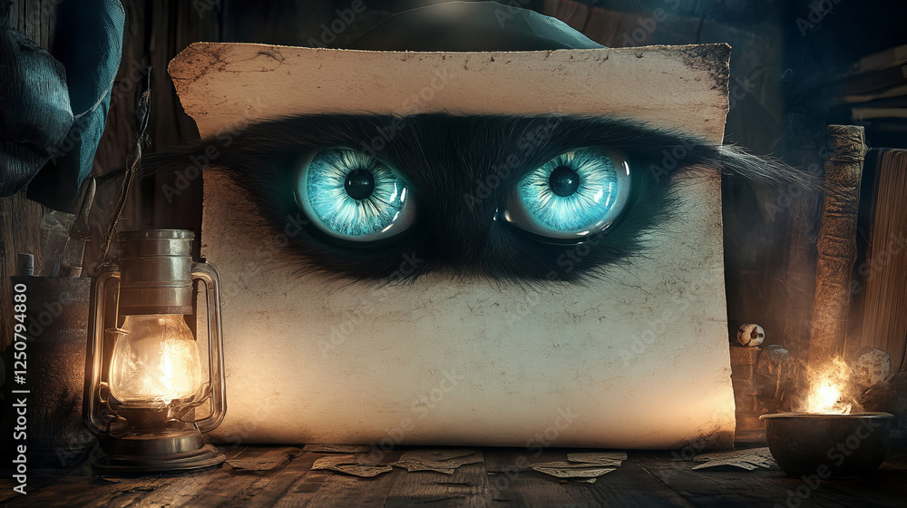 Kids wizard diploma with magical witchcraft eyes, vector education ...