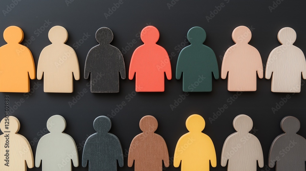 A collection of colorful human figure cutouts arranged in a pattern ...