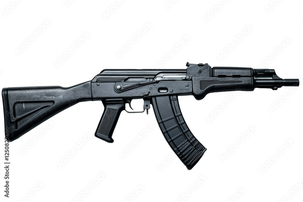 Isolated Black AK-47 Assault Rifle with Magazine and Tactical Grip ...