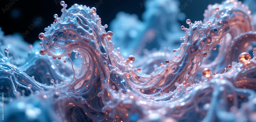 8K macro image of an element that exists simultaneously as a solid ...