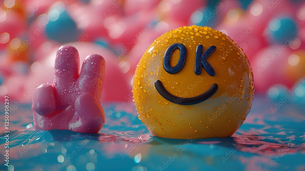 OK emoji png sticker, 3D rendering transparent background HD 8K ...