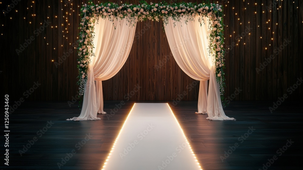Wedding Runner Draped and Altar, A beautifully decorated wedding arch ...