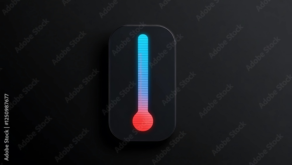 Sleek biometric UI with glowing thermometer display, blue and red ...
