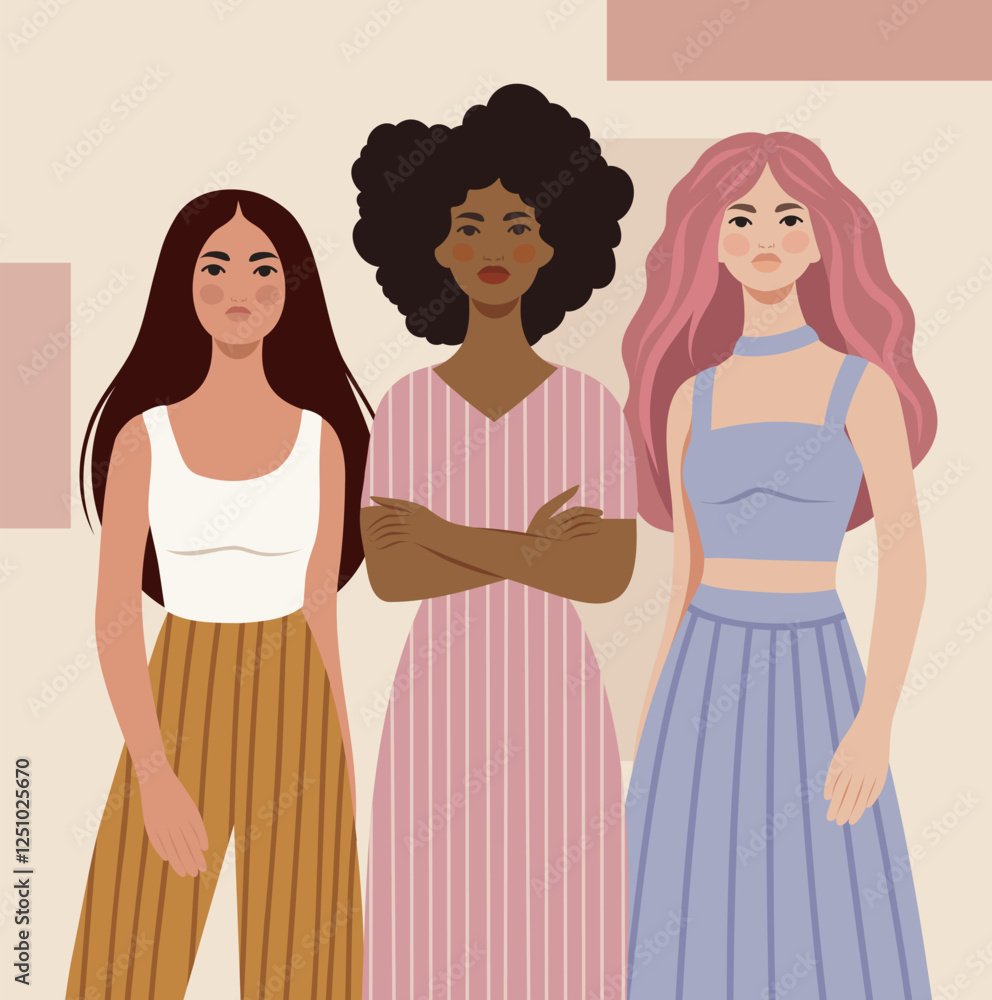 Vector de Stock International Women's Day, March 8. Women of different ...