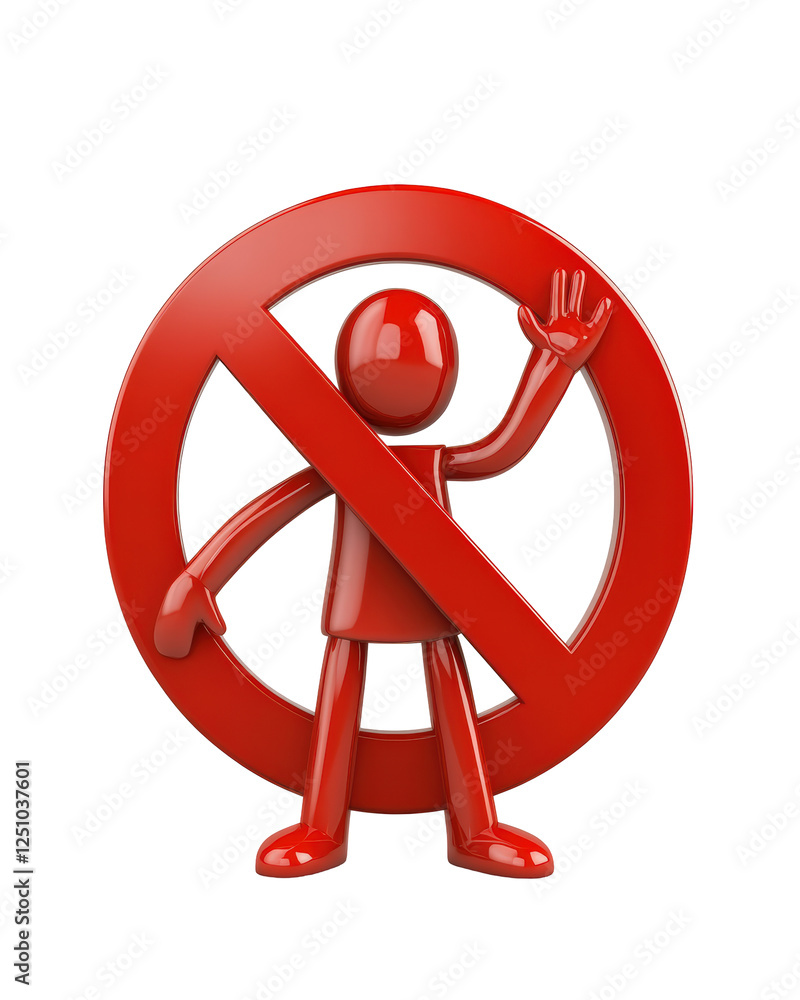 Isolated Prohibited Sign with Stick Figure Stock Photo | Adobe Stock