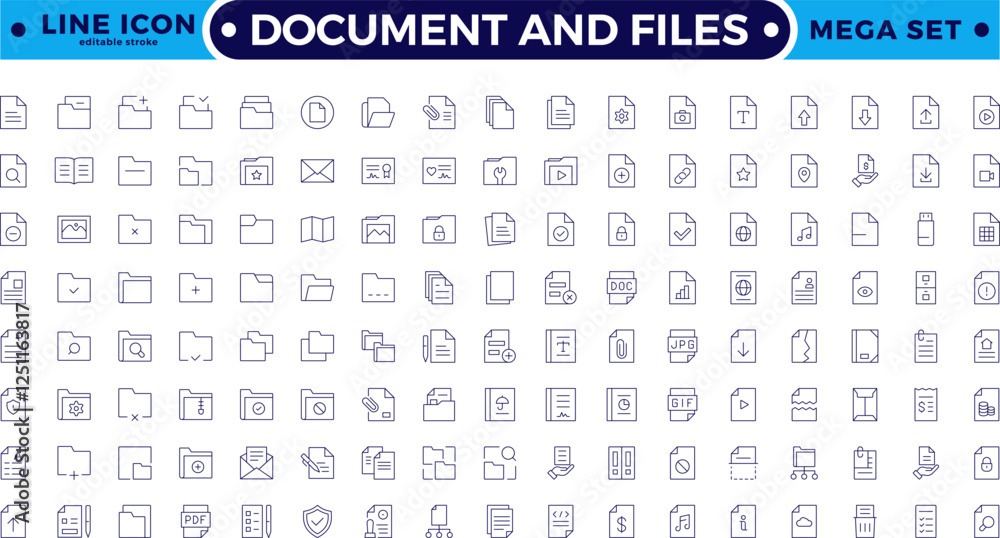 เวกเตอร์ Stock Document outline icon set. Documents symbol collection ...