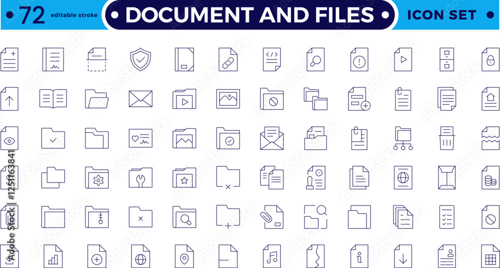 Vector de Stock Document outline icon set. Documents symbol collection ...