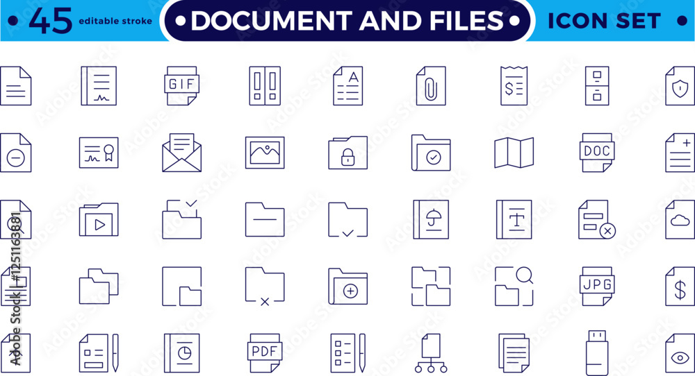 Document outline icon set. Documents symbol collection. Different ...