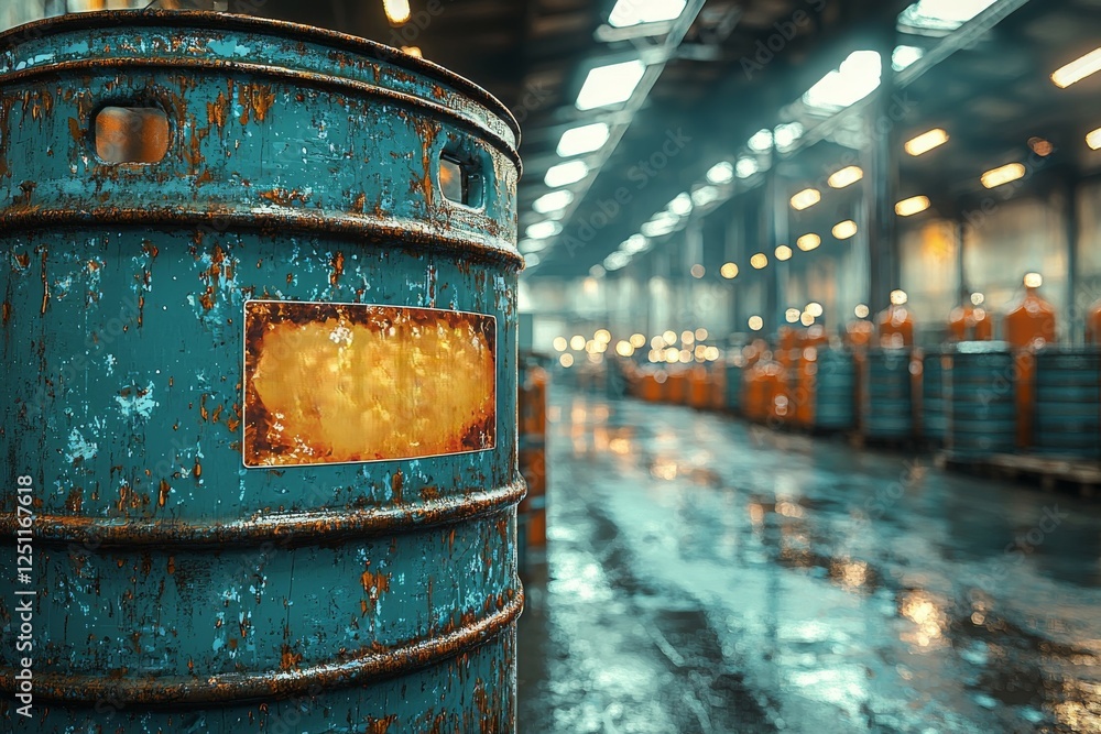 Label of flammable liquid, hazardous chemical warning symbol on the ...