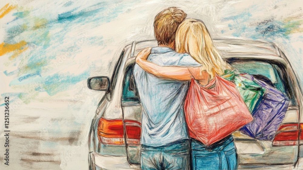 artistic image of saying goodbye to your coworker giving huge hugs. a ...