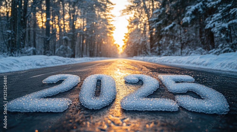 "Welcoming 2025: A Frosty Path to New Beginnings" Stock Photo | Adobe Stock