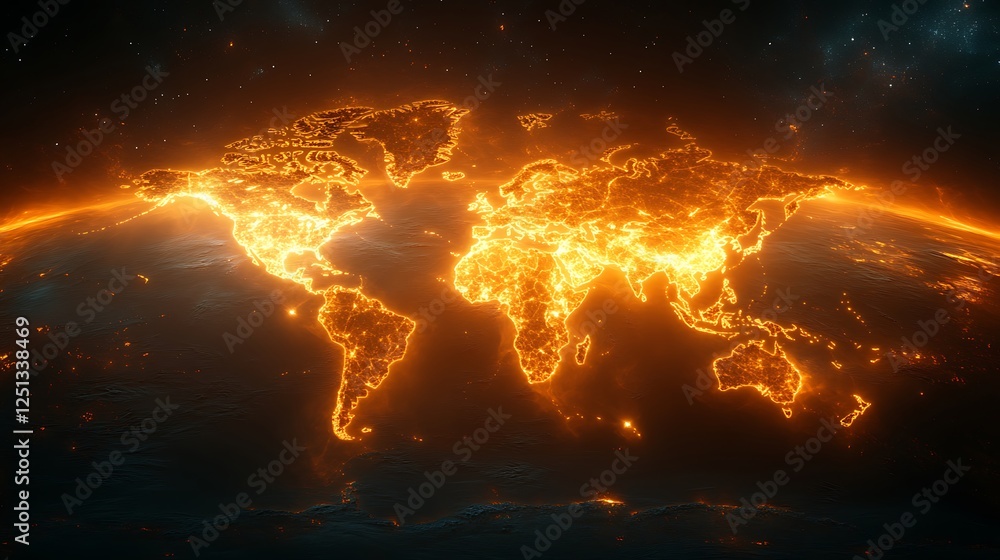 Technology visualization digital world map connection high resolution ...