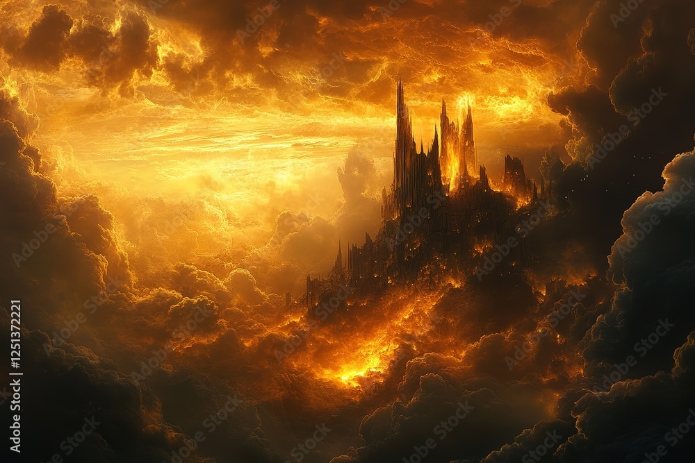 Dark Fantasy Sky: Ominous Clouds, Gothic Horror, Eerie Atmosphere, Supernatural, Mystical Night ...