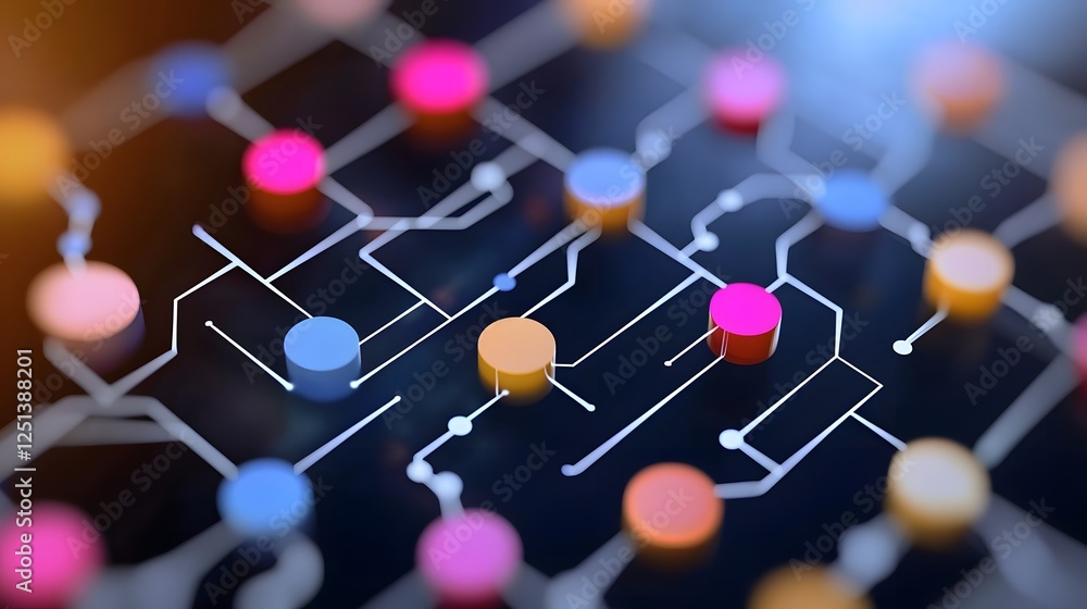 Interconnected digital organizational structure concept displayed on a ...