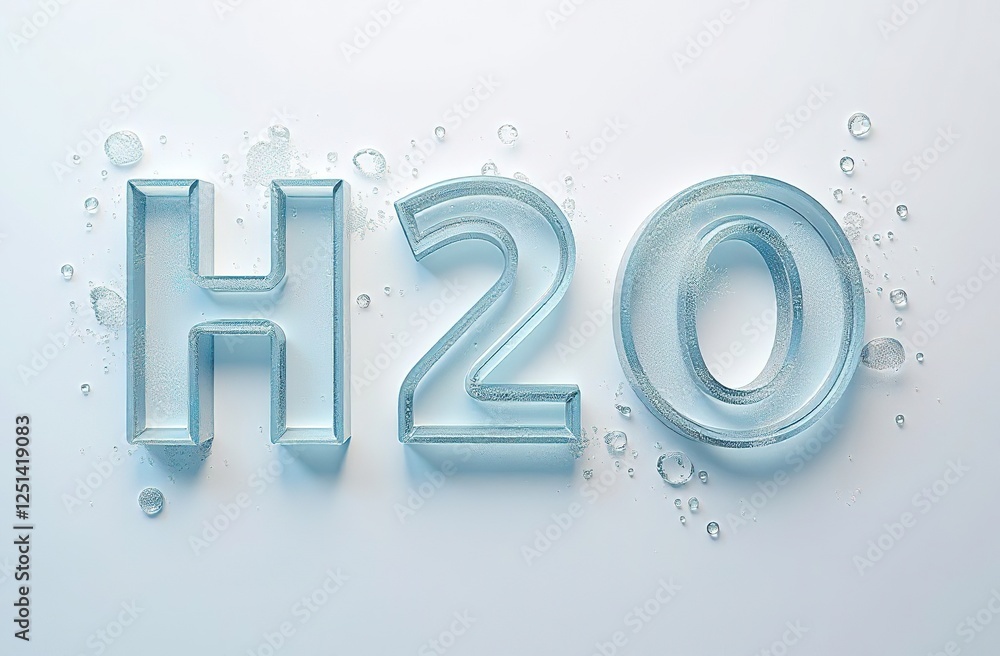 Chemical formula of water made of water splashes, isolated on white ...