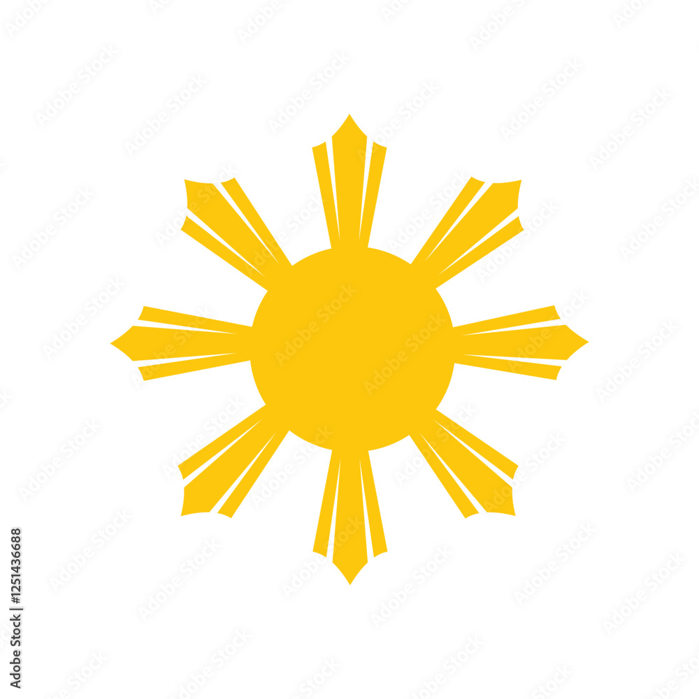 Philippine sun icon. Clipart image isolated on white background Stock ...