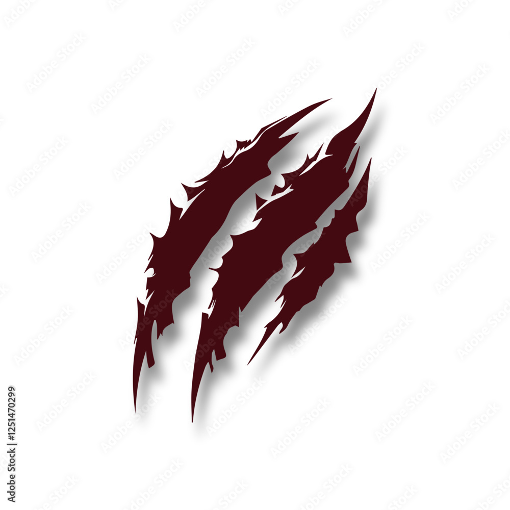 animal Claw mark vector. Claws beast ripped mark with shadow vector ...