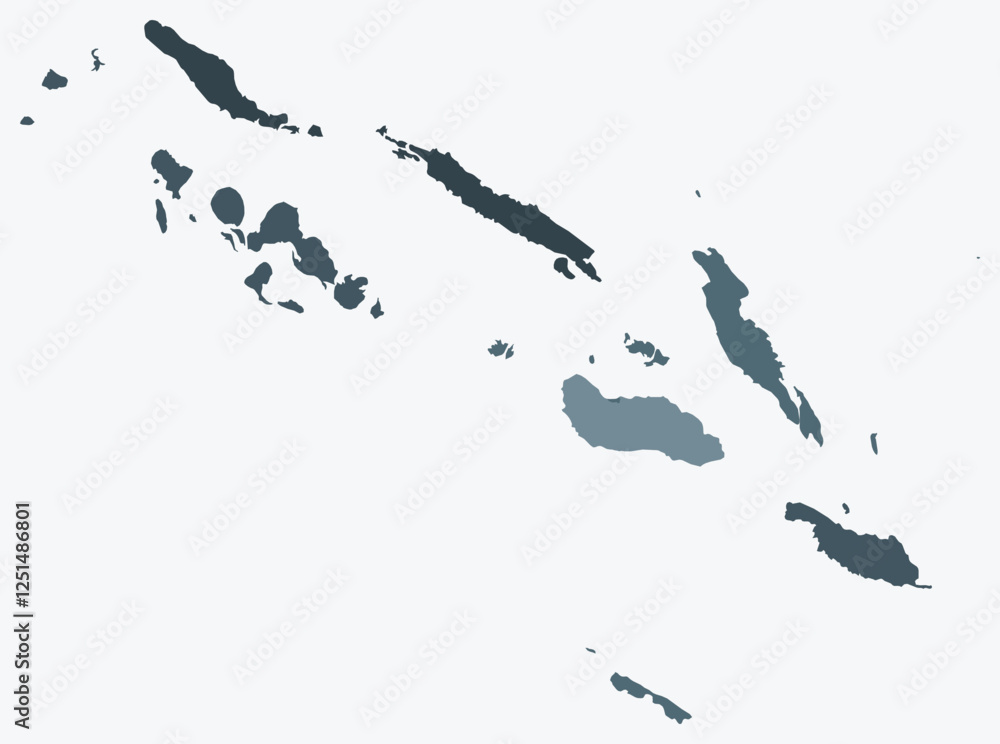 Map of Solomon Islands with regions. Just a simple country border map ...