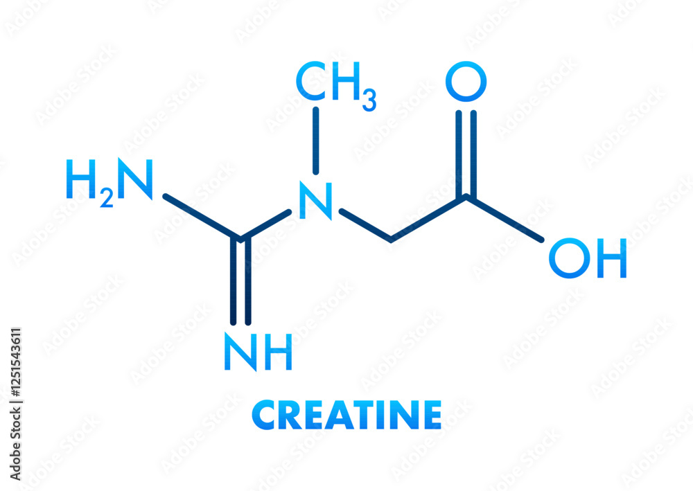 Skeletal Formula of Creatine Showing Nitrogen, Hydrogen, Carbon and ...