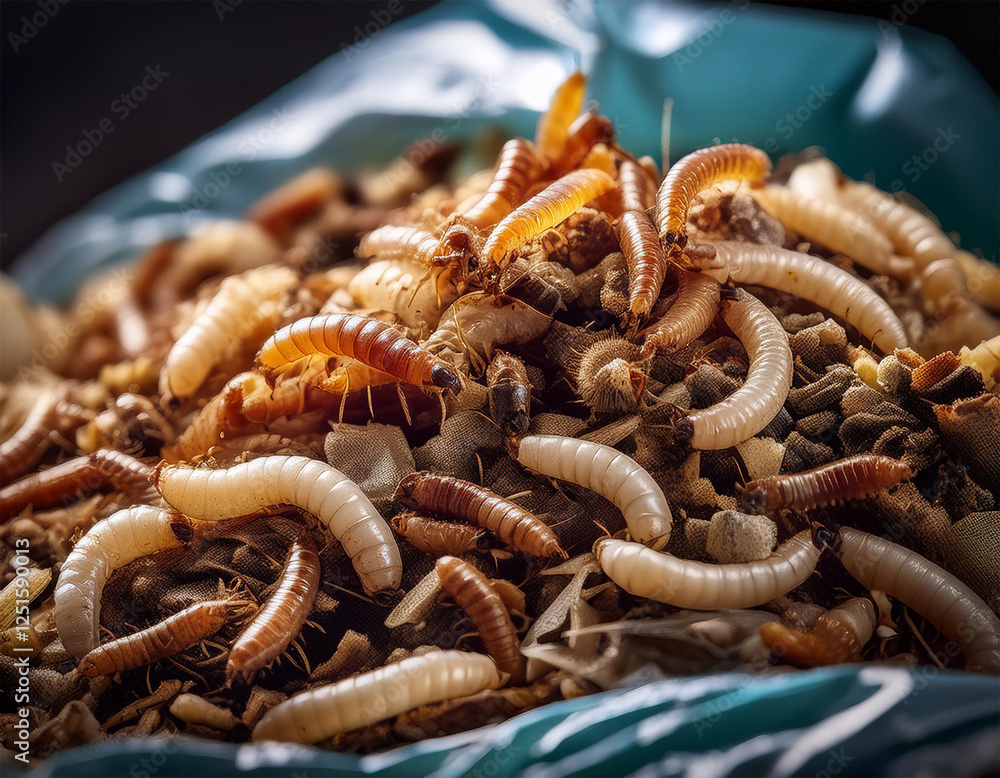 maggot infestation in garbage detailed close up on waste decomposition ...