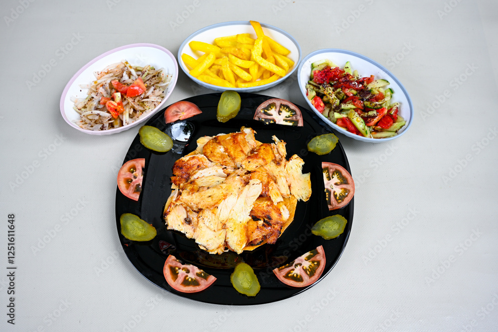 Lavash zurna doner kebab ( zurna durum ) or shawarma sliced in plate ...