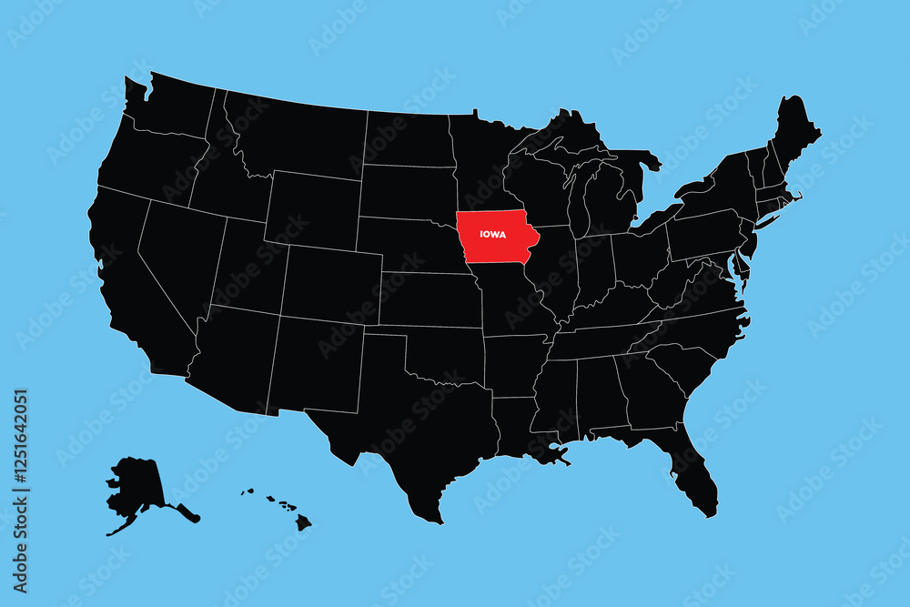 Iowa State, USA, vector map isolated on United states map. Editable ...
