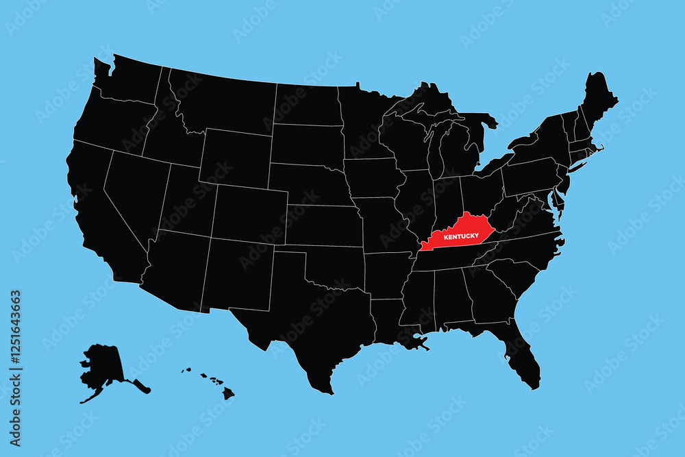 Kentucky State, USA, vector map isolated on United states map. Editable ...