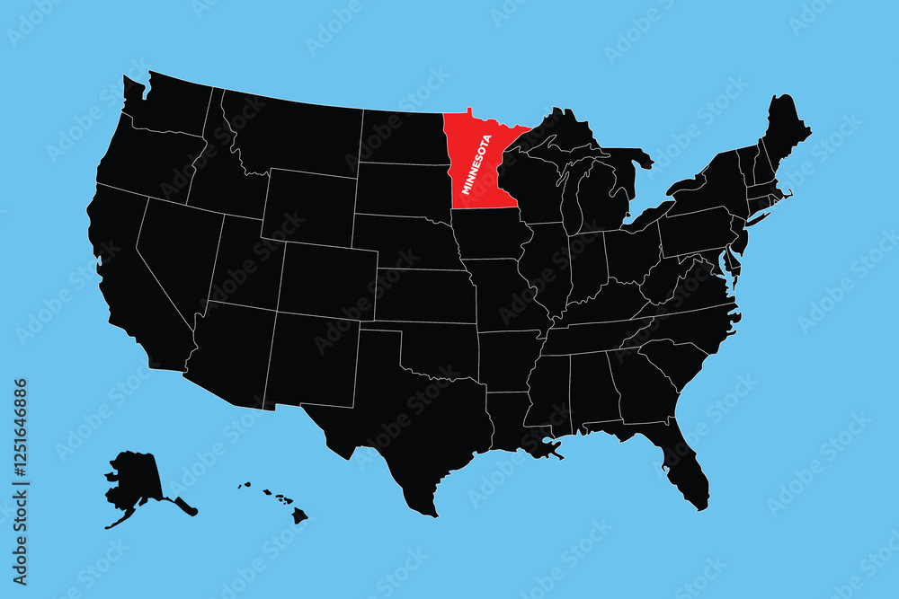 Minnesota State, USA, vector map isolated on United states map ...