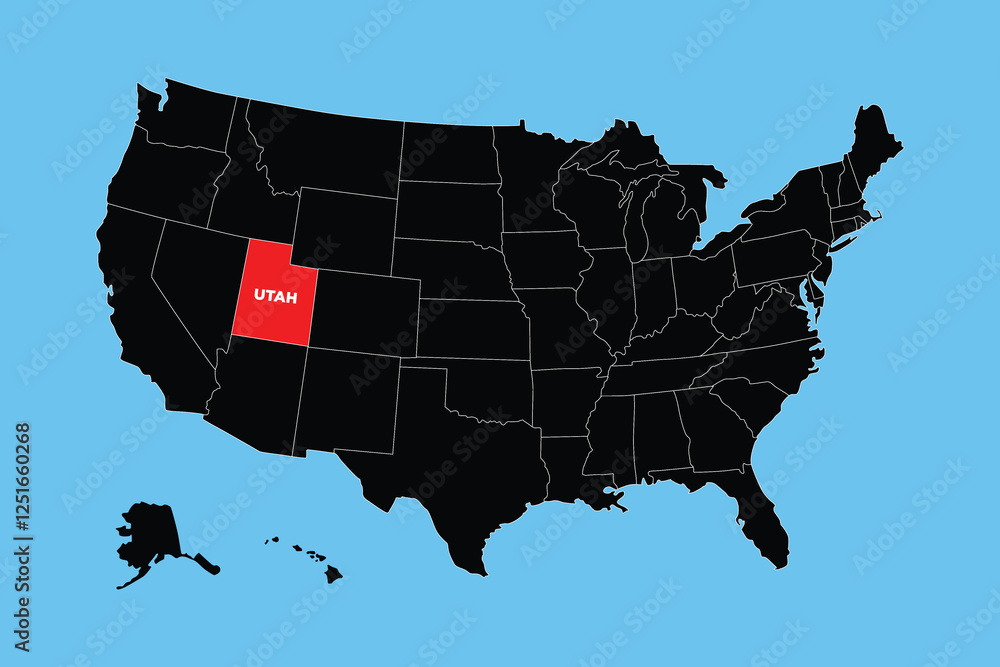 Utah State, USA, vector map isolated on United states map. Editable ...