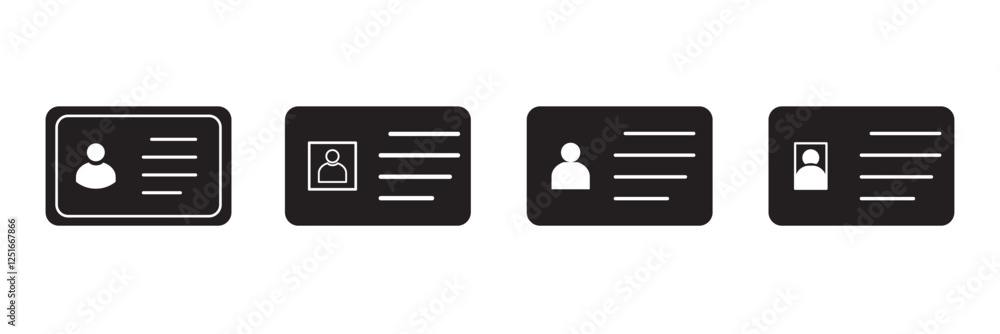 Outline ID card icon, with editable stroke. Personal ID card, driver ...